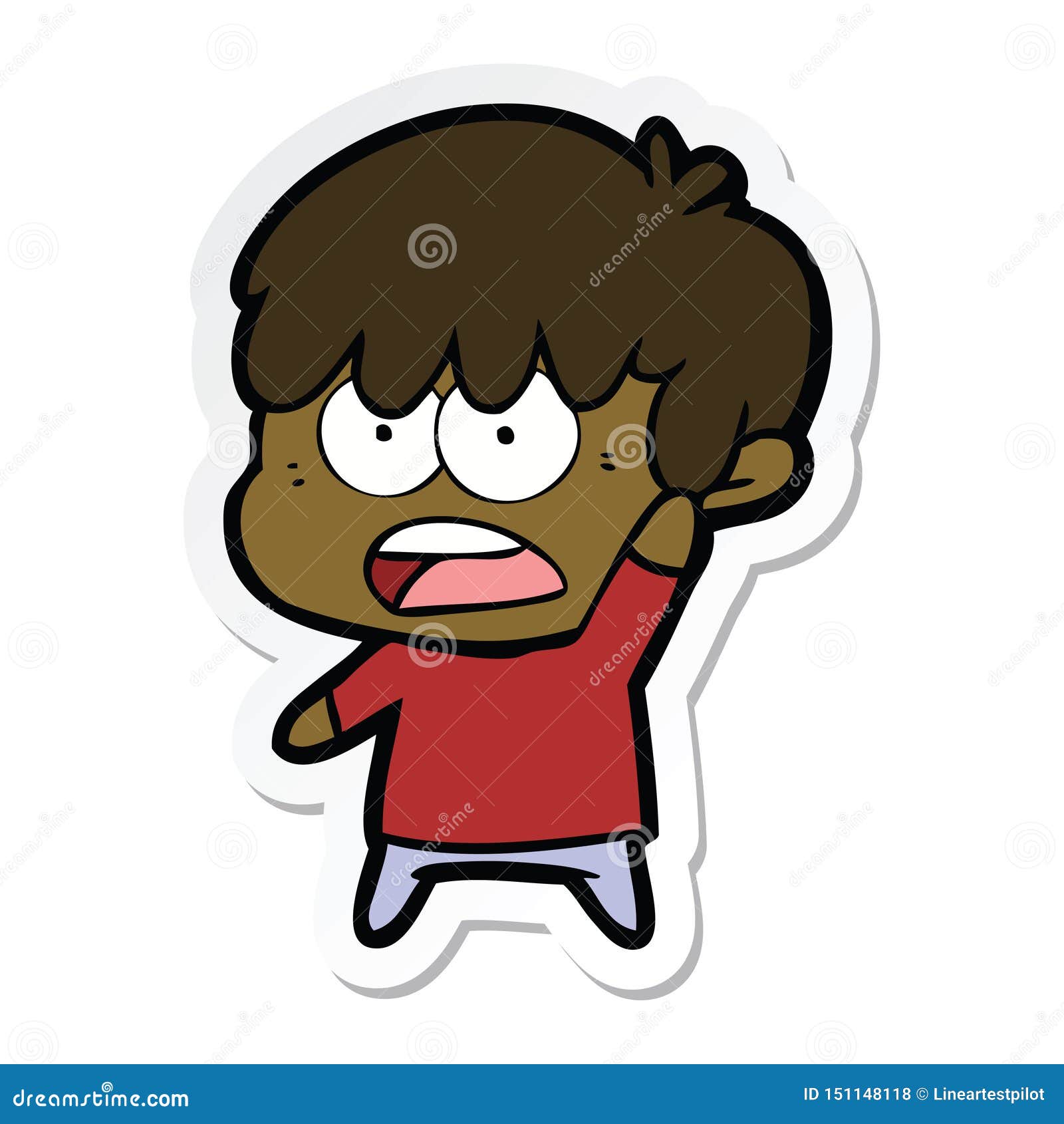 A Creative Sticker of a Worried Cartoon Boy Stock Vector - Illustration ...