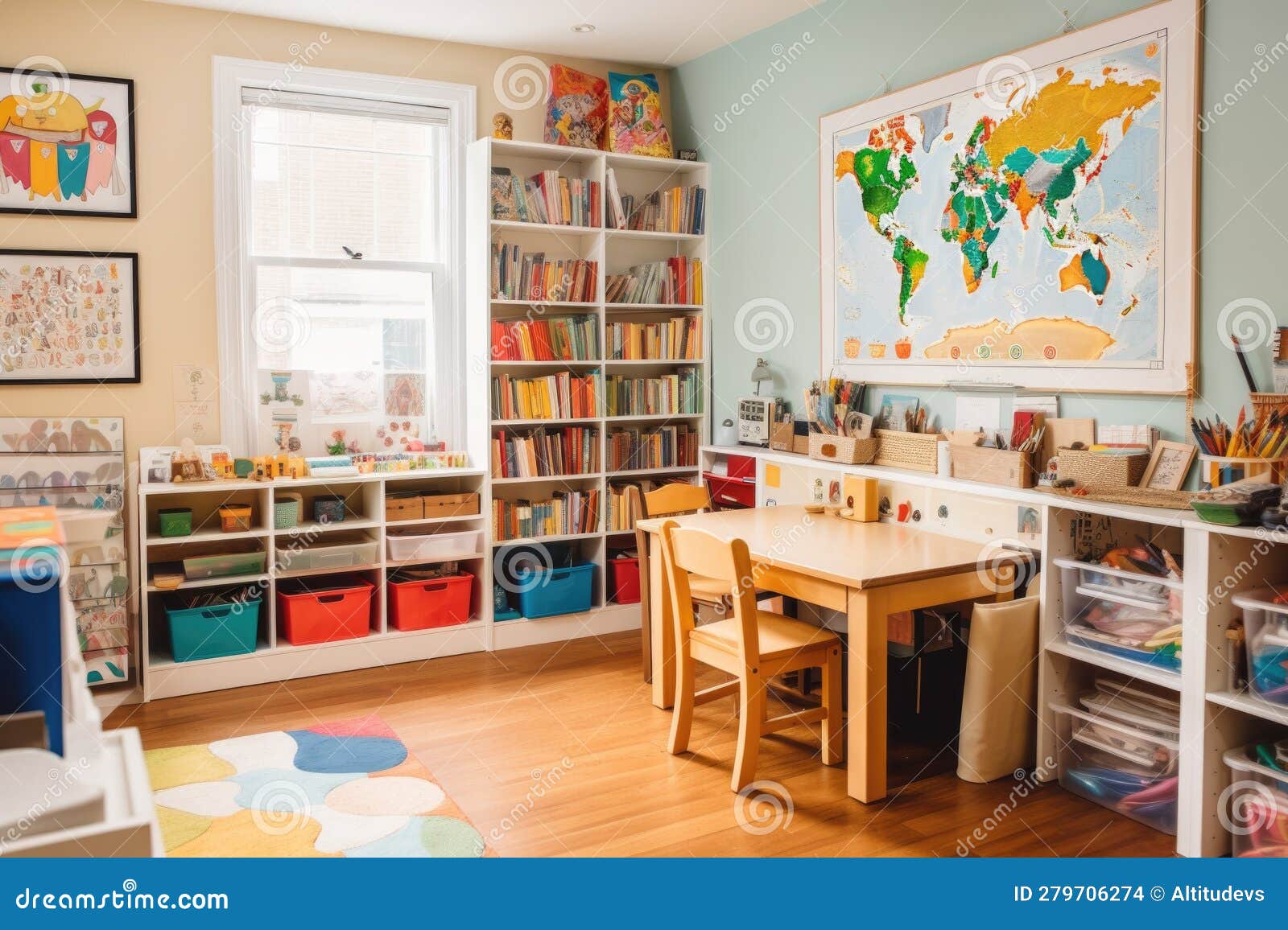 Creative and Stimulating Home School Environment with Books, Art ...