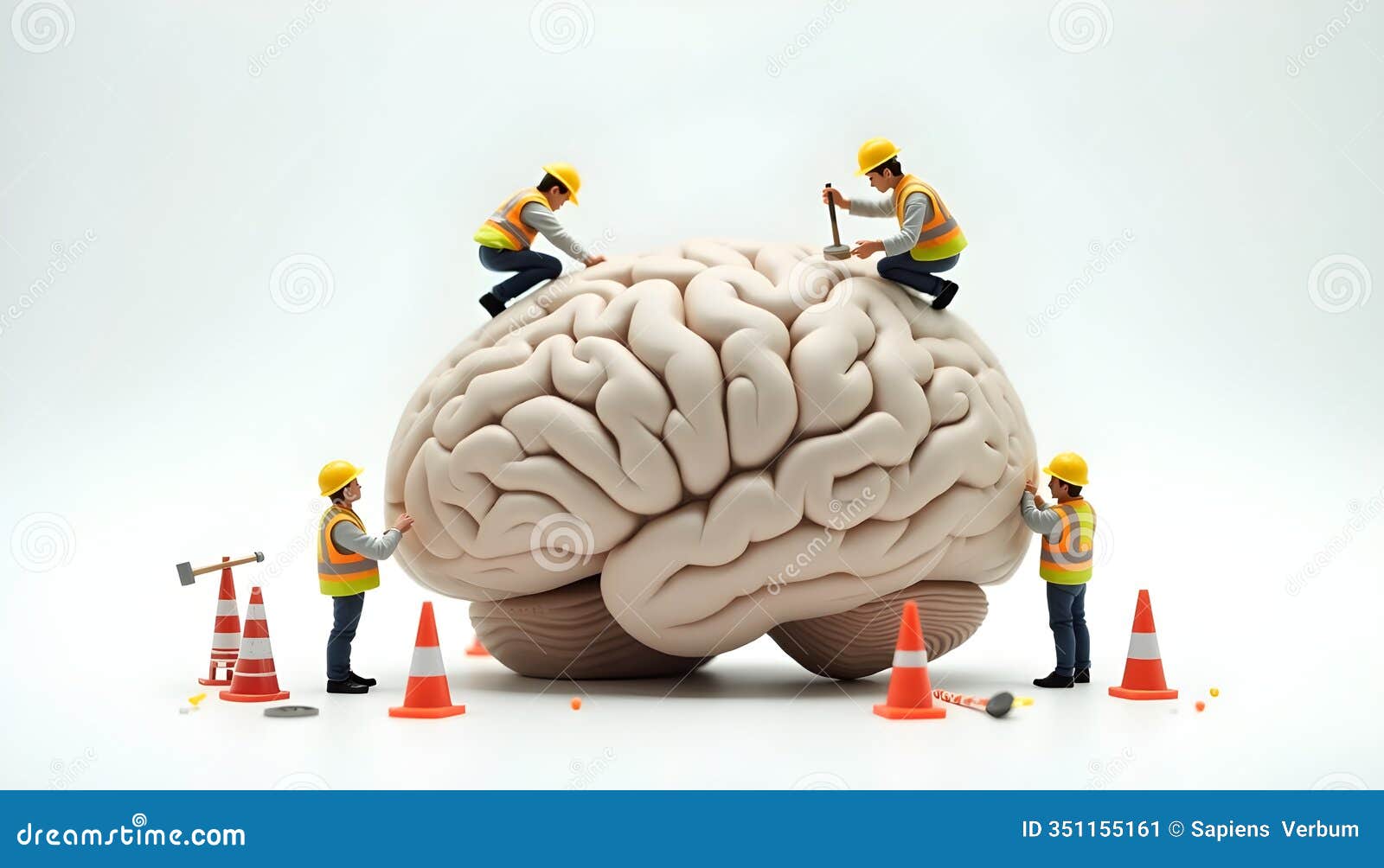 The Construction Brain Illustration Holds A Bolt Cartoon Vector ...