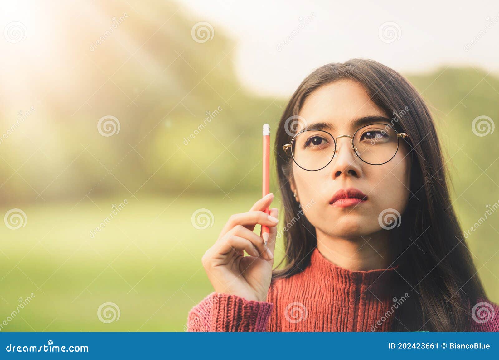 Creative Student Girl Thinking or Planning Future. Stock Image - Image ...