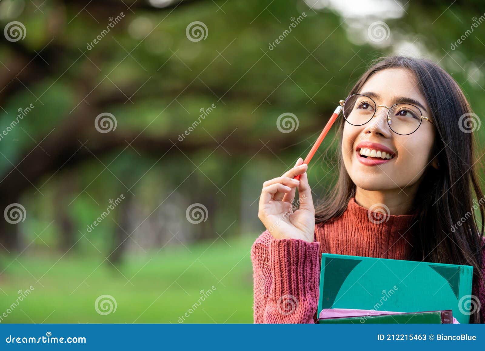 Creative Student Girl Thinking or Planning Future. Stock Image - Image ...