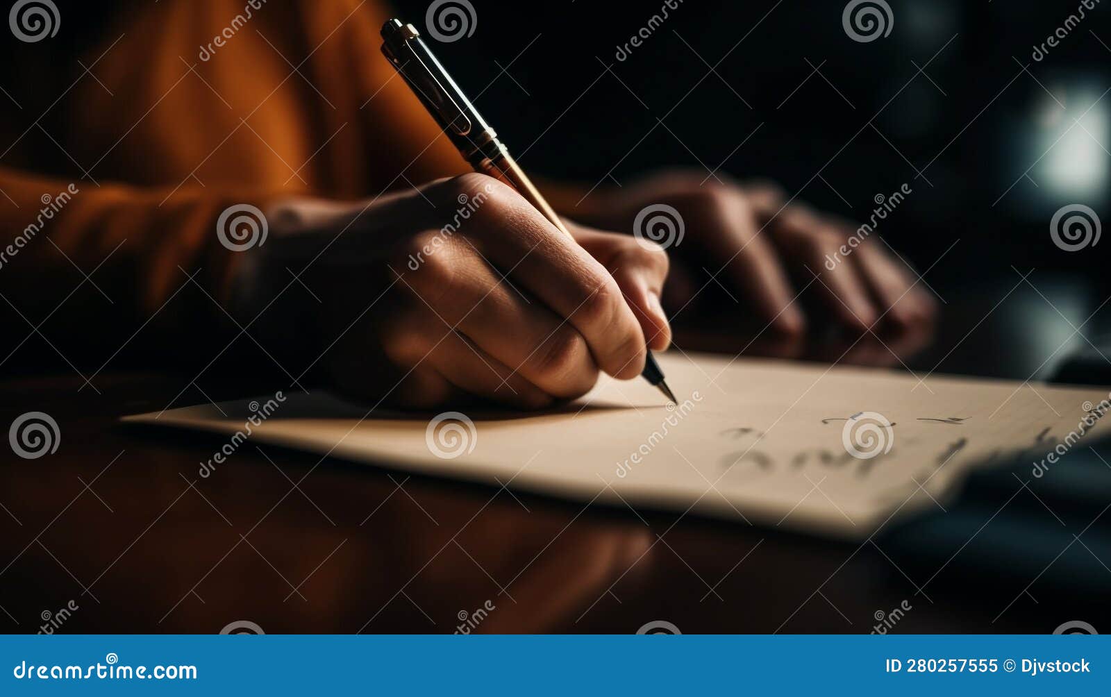 Creative Student Studying at Desk, Holding Pencil and Writing Notes ...