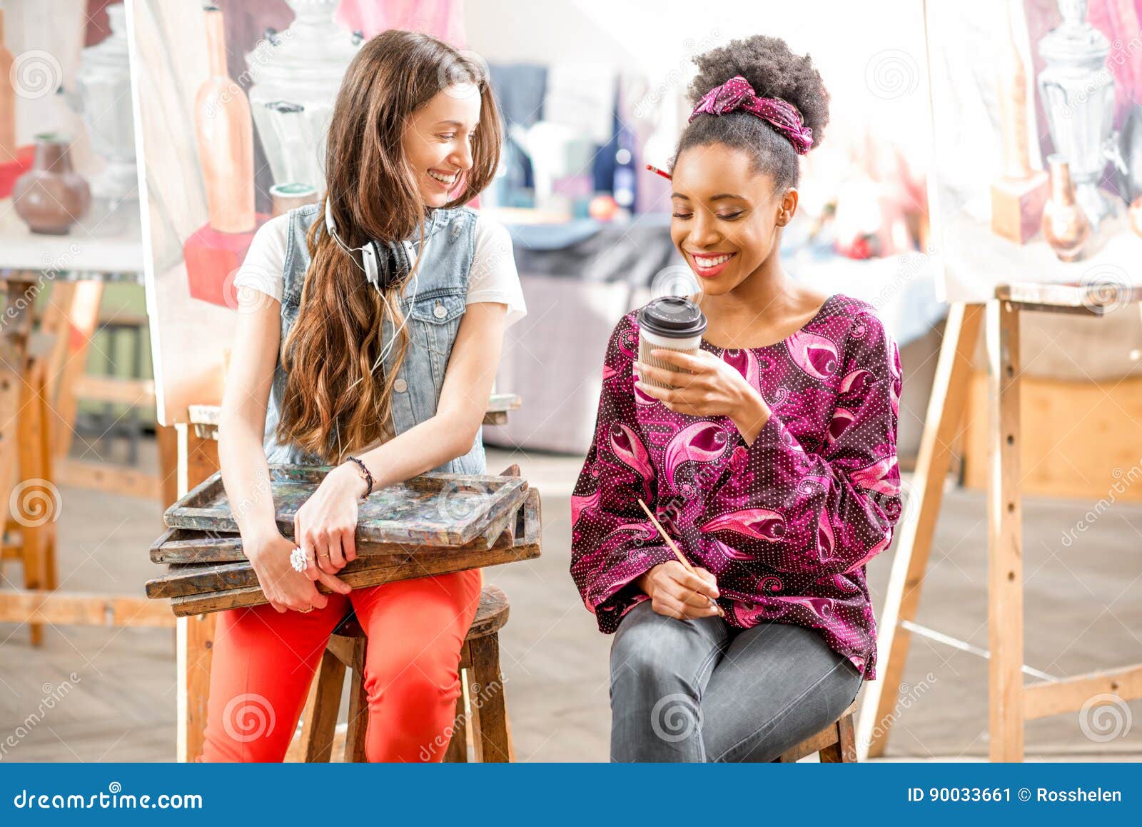 Creative Students at the Painting Studio Stock Image - Image of person ...