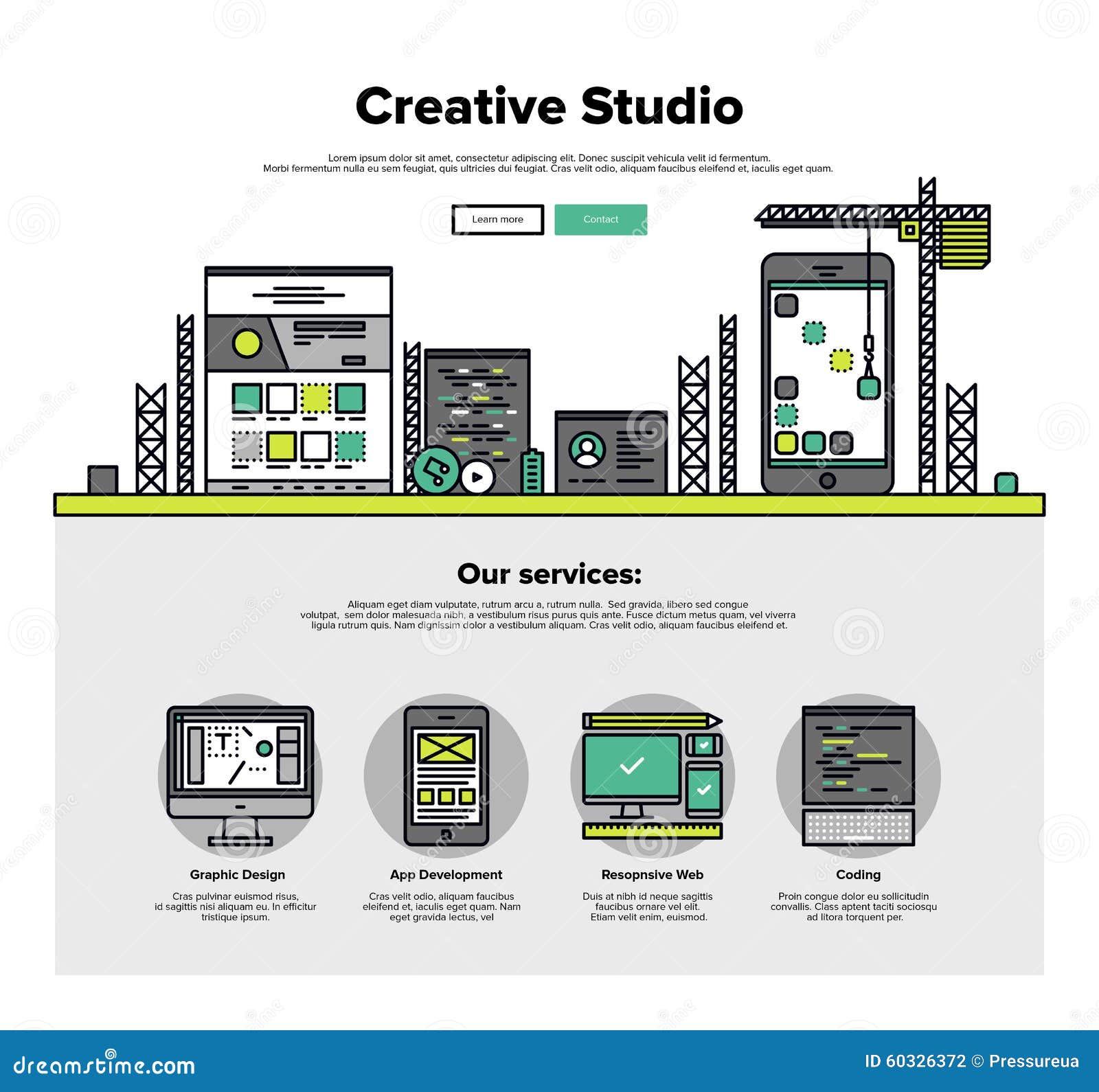 Creative Studio Flat Line Web Graphics Stock Vector - Illustration of ...