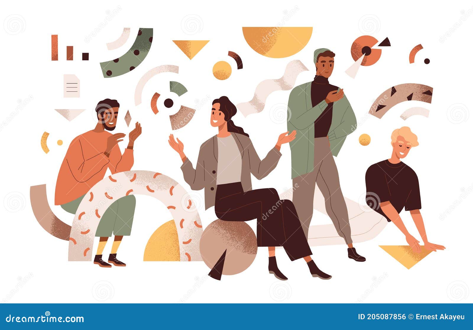 Creative Studio Team Communicating and Working Together. Group of ...