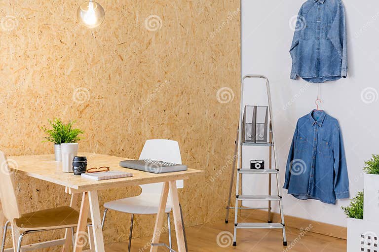 Creative Studio for Young Designer Stock Image - Image of wooden, wall ...