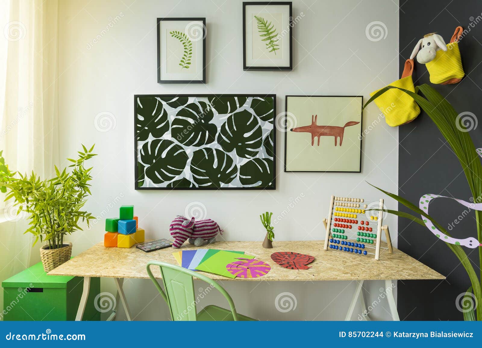 Creative Style Child Study Room Stock Photo - Image of indoors, nature ...