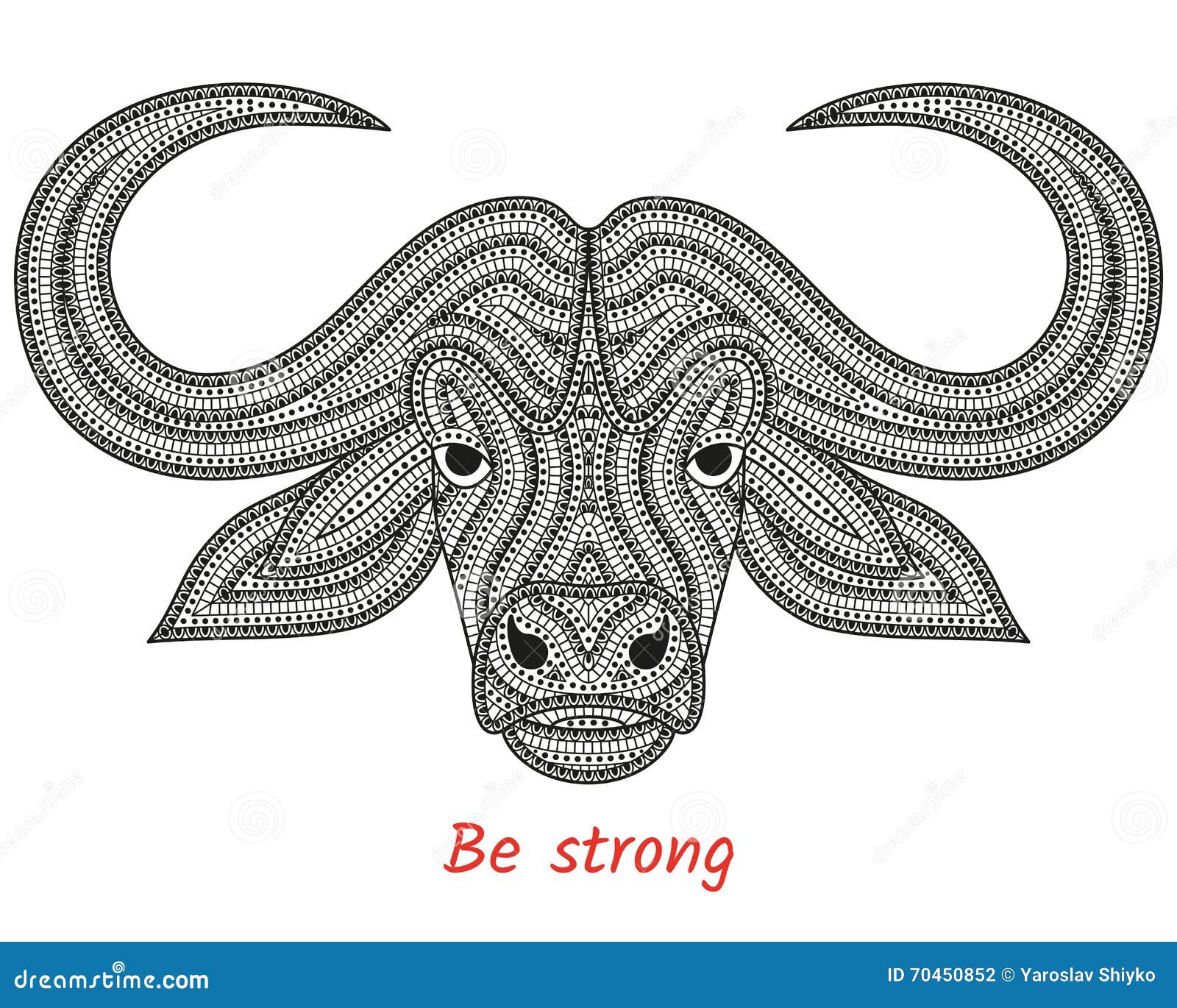 Creative Stylized Bull Head in Ethnic Boho Style. Animal Background ...
