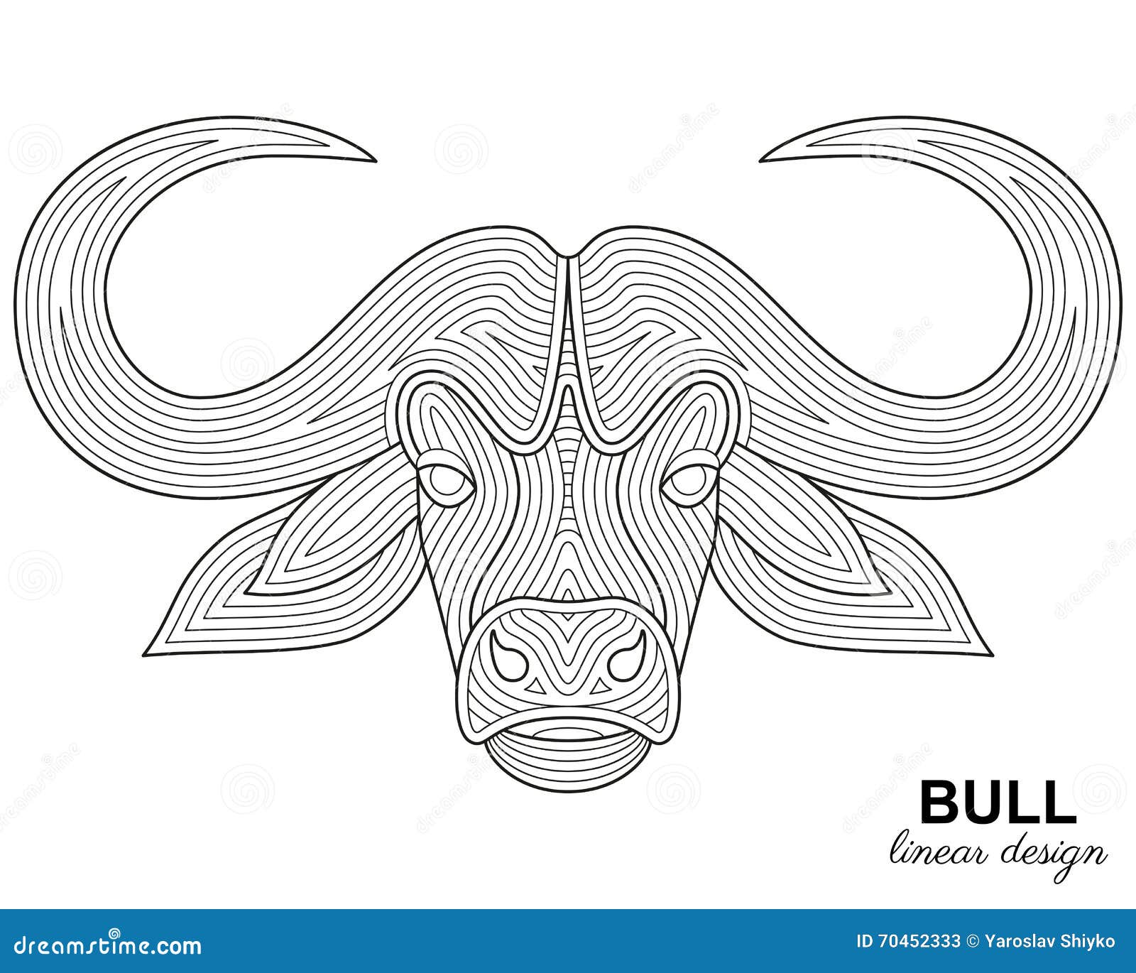 Creative Stylized Bull Head in Ethnic Linear Style. Animal Background ...