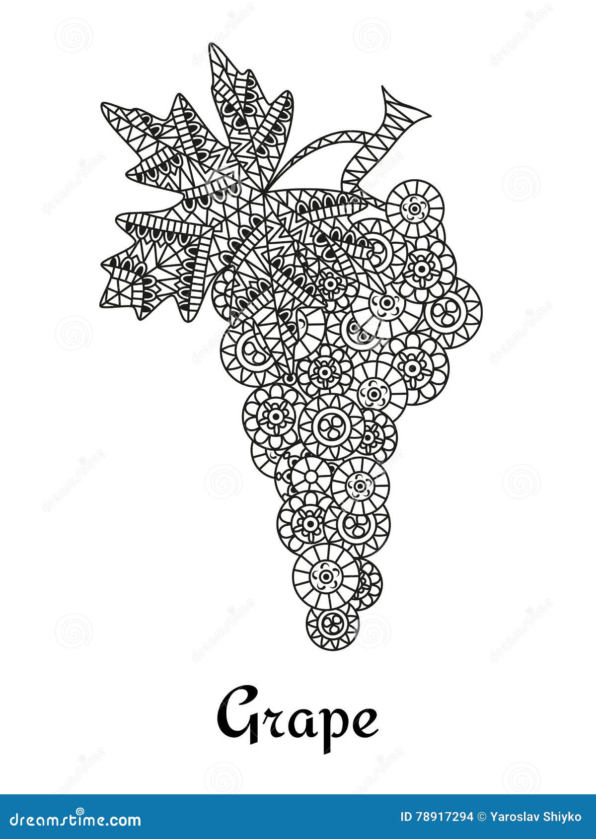 Creative Stylized Grape Isolated on the White Stock Vector ...