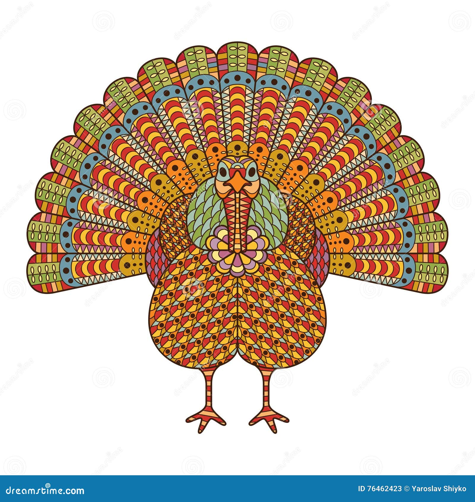Creative Stylized Turkey with Ornamental Elements Stock Vector ...