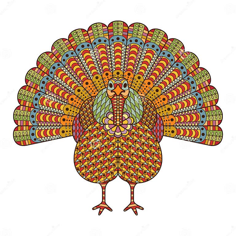 Creative Stylized Turkey with Ornamental Elements Stock Vector ...