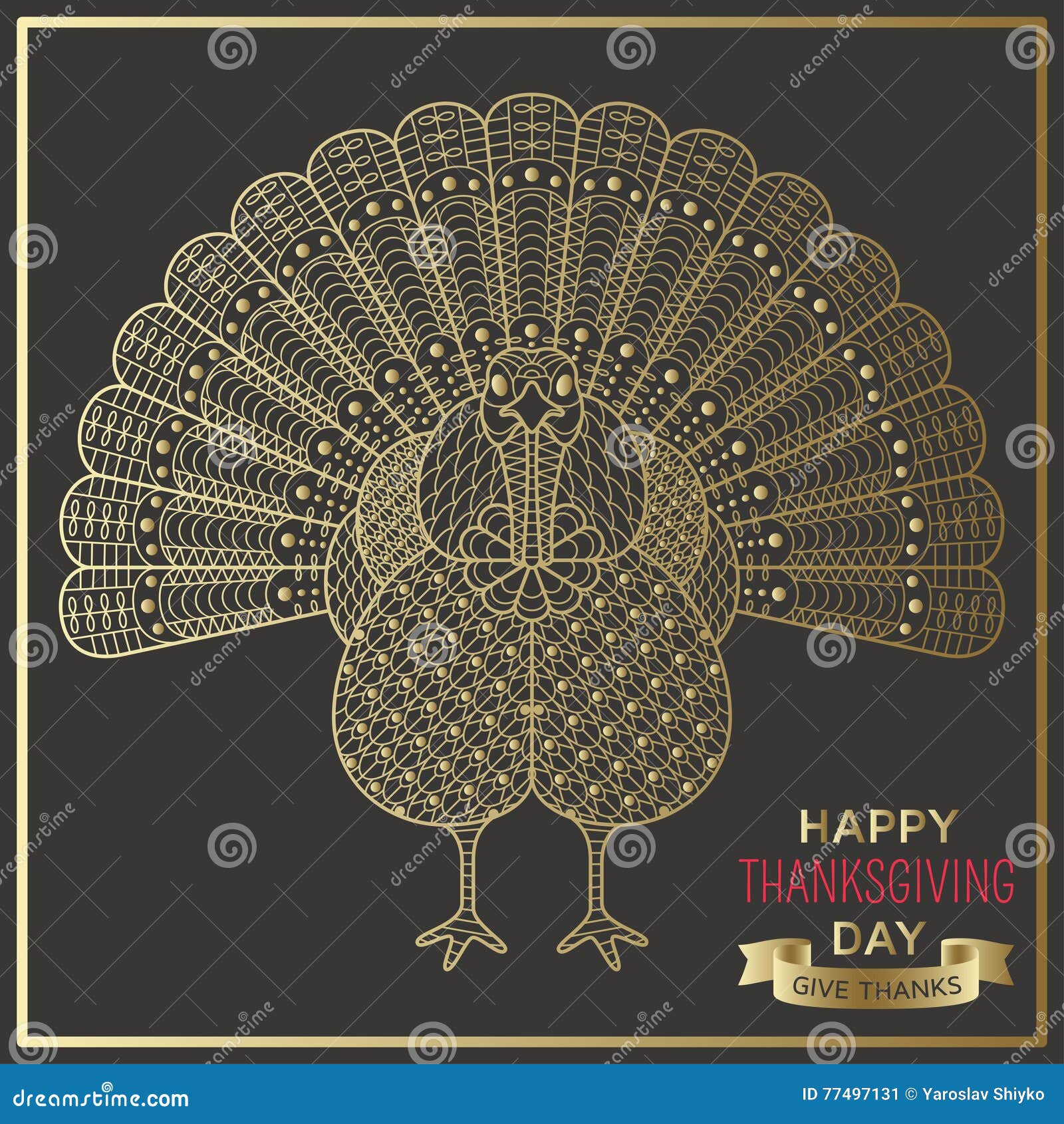 Creative Stylized Turkey with Ornamental Elements Stock Vector ...