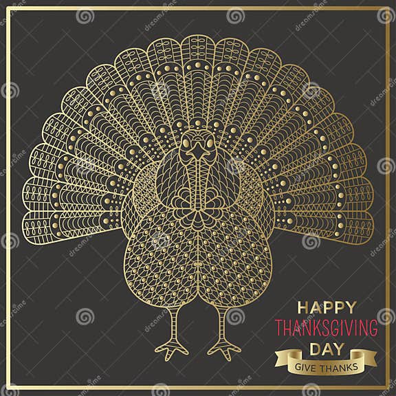 Creative Stylized Turkey with Ornamental Elements Stock Vector ...