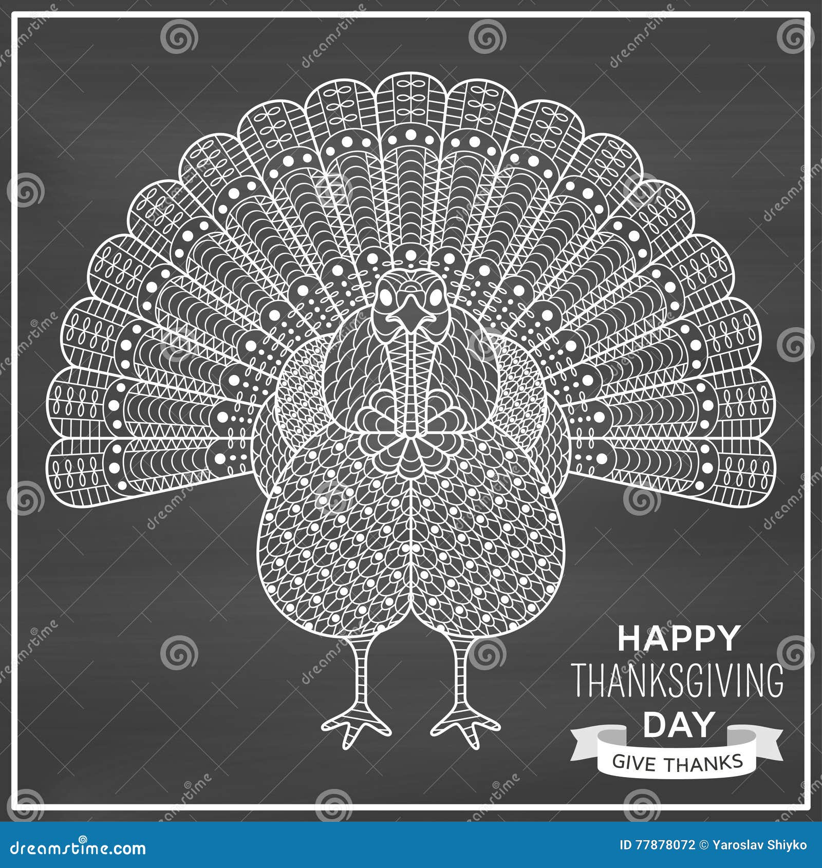 Creative Stylized Turkey with Ornamental Elements Stock Vector ...