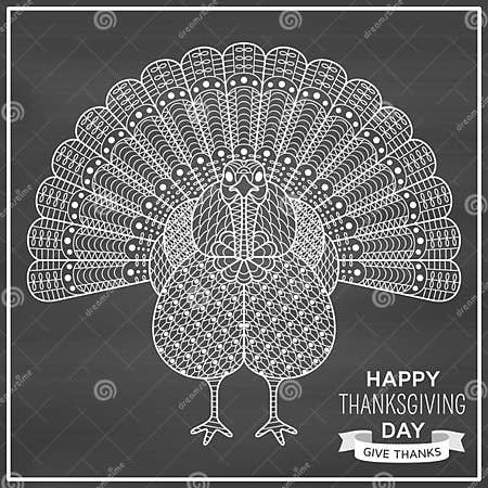 Creative Stylized Turkey with Ornamental Elements Stock Vector ...