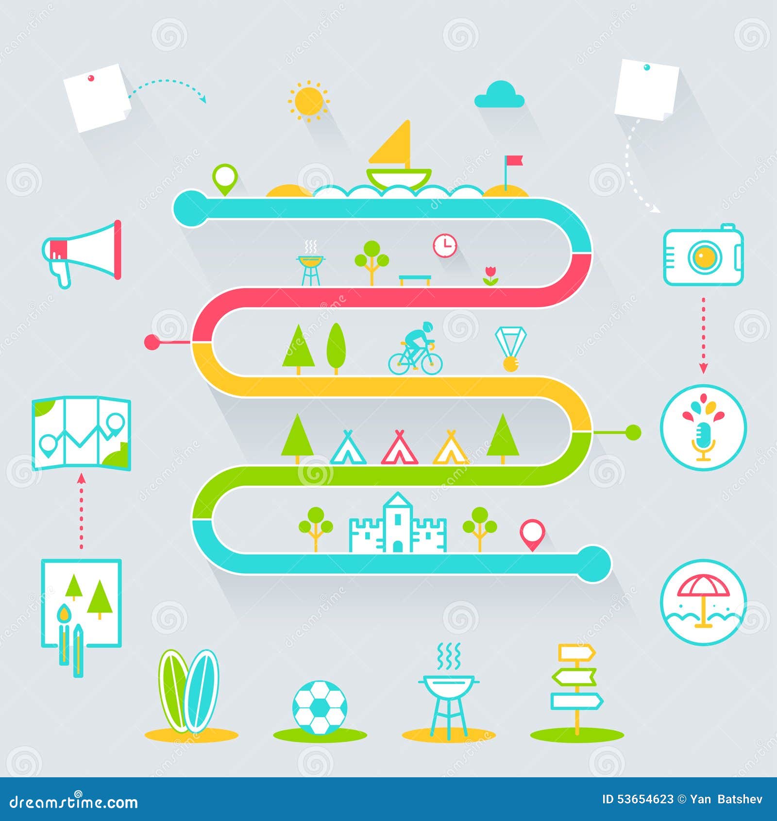 Creative Summer Outdoor Activities Infographics Icons Elements Stock ...