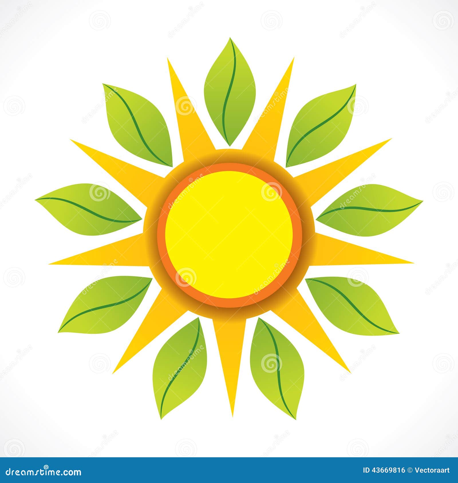 Creative Sun and Green Leaf Icon Design Concept Stock Vector ...