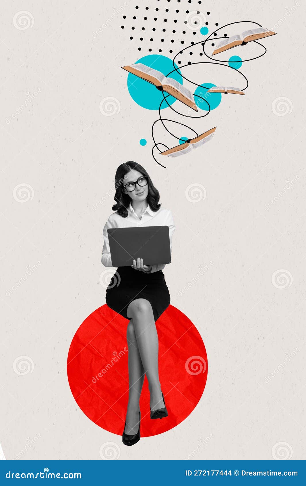 Creative Surreal Magazine Template Collage of Successful Lady Worker ...