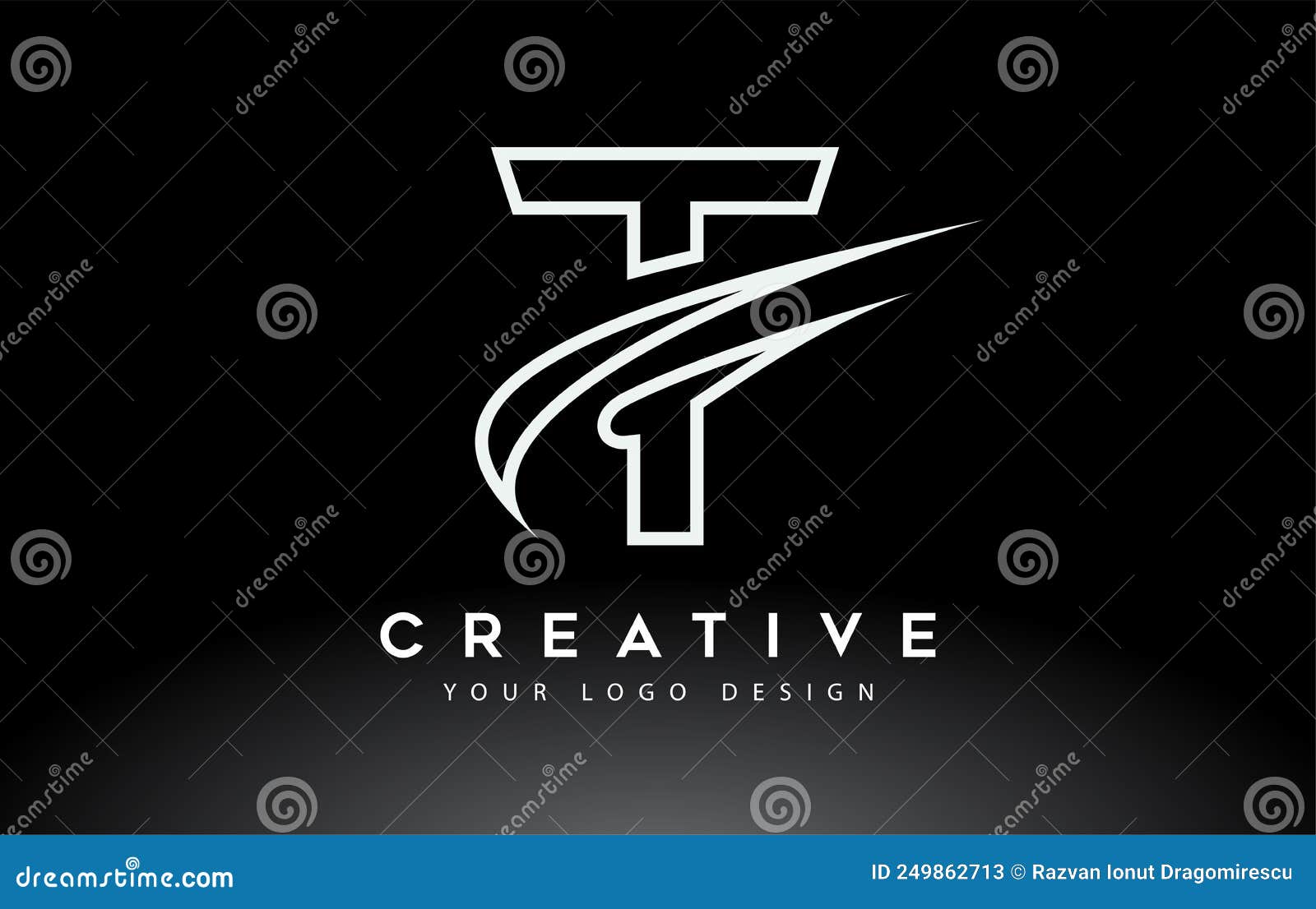Creative T Letter Logo Design with Swoosh Icon Vector Stock Vector ...