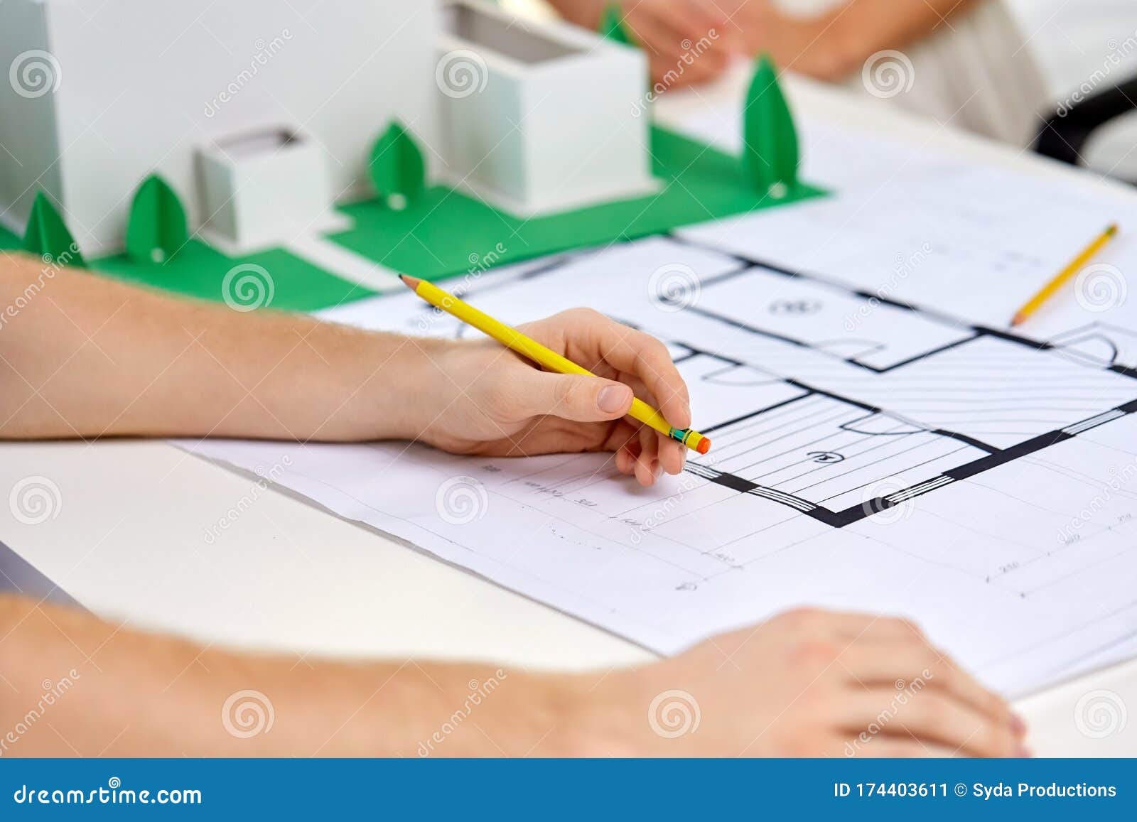 Creative Team Building Project Blueprint at Office Stock Image - Image ...