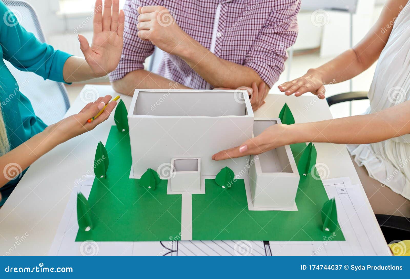 Creative Team Building Project Layout at Office Stock Image - Image of ...