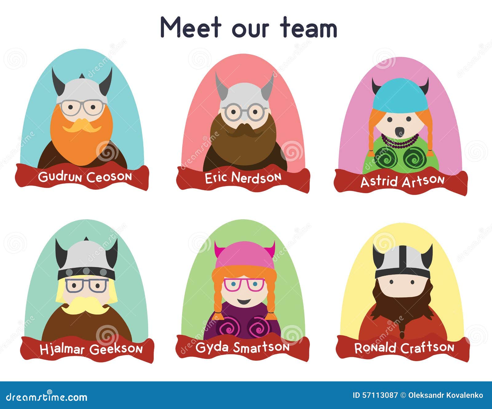 Creative Team Character Set. Nerds, Vikings, Geeks Characters. Stock ...