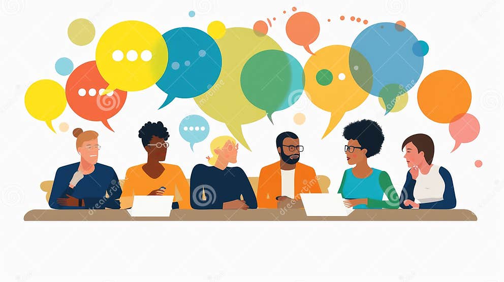 Creative Team Collaboration with Diverse Multicolored Speech Bubbles ...