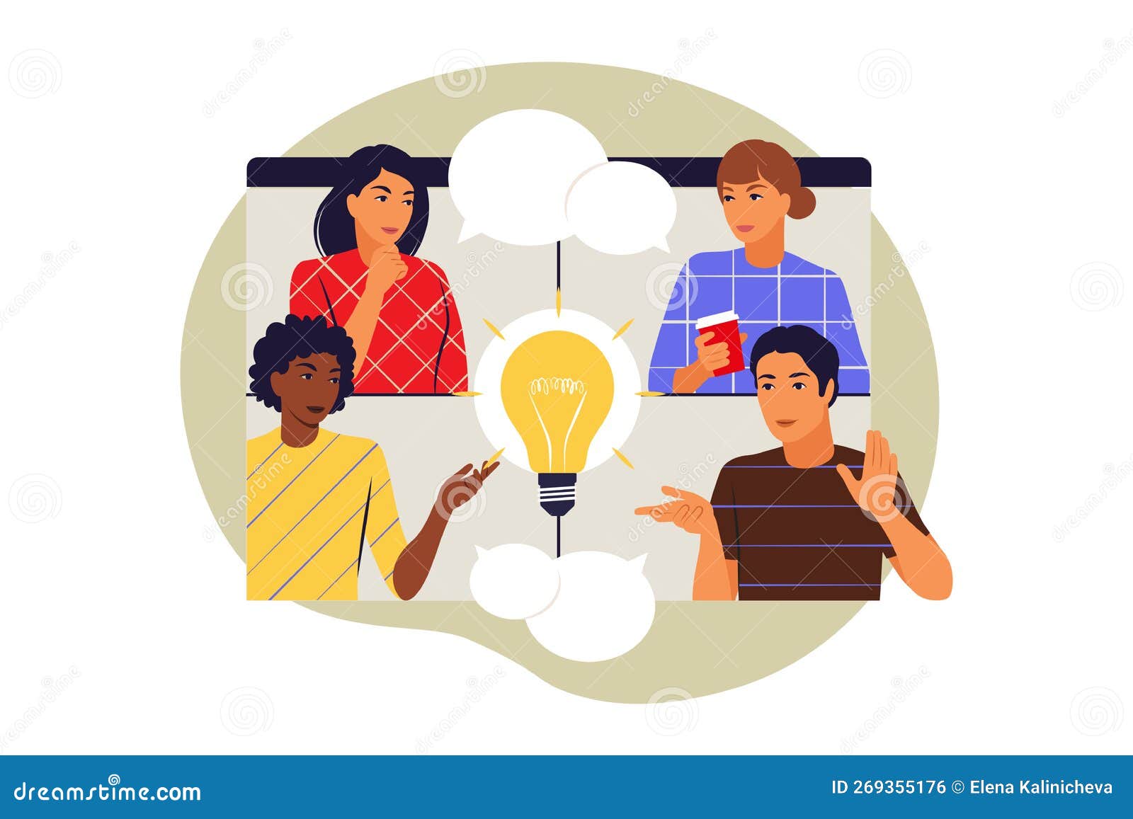 Creative Team Concept. Colleagues Talking on Chat. Vector Illustration ...