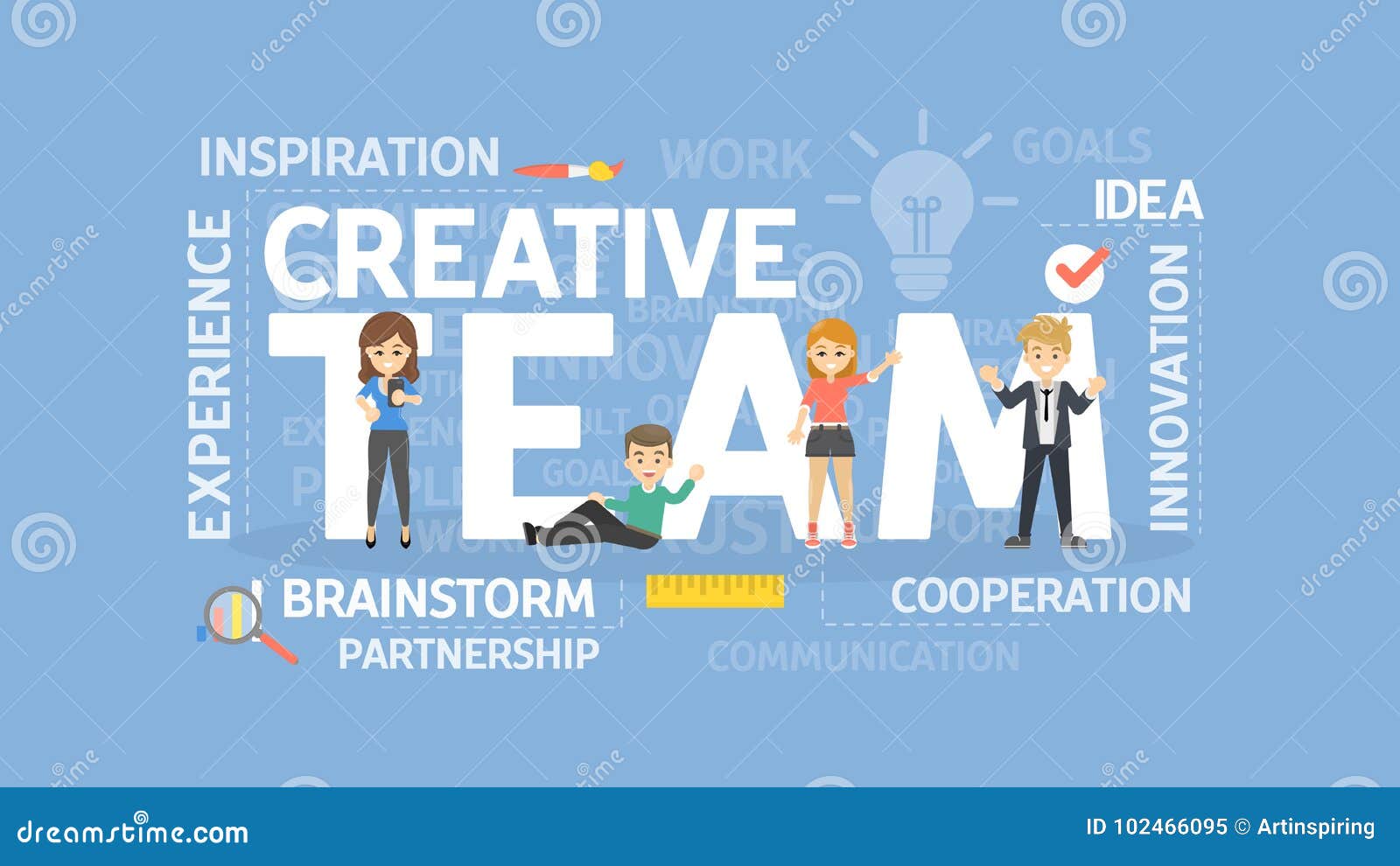 Creative team concept. stock vector. Illustration of female - 102466095