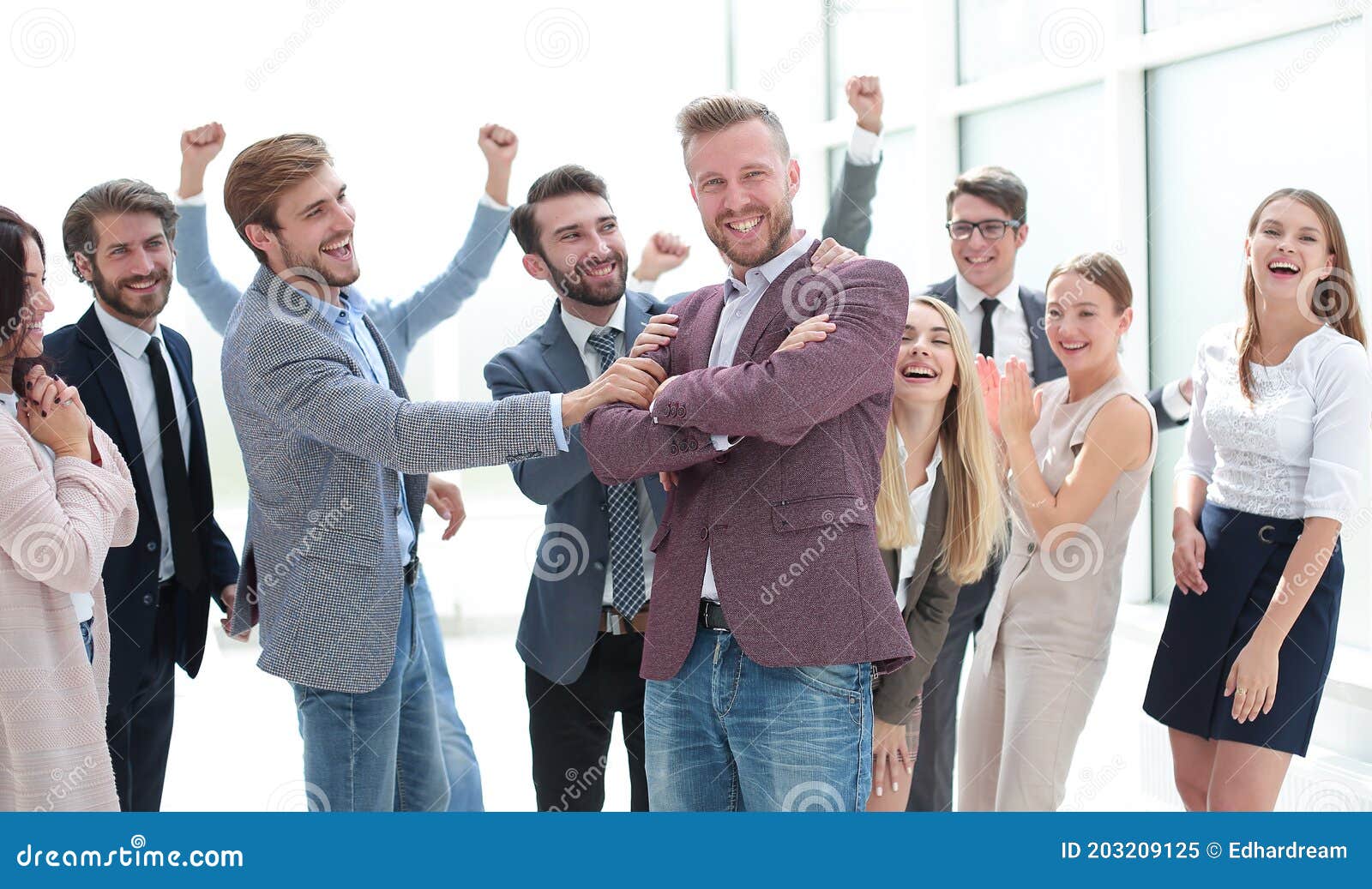 Creative Team Congratulating Their Leader. Success Concept Stock Image ...
