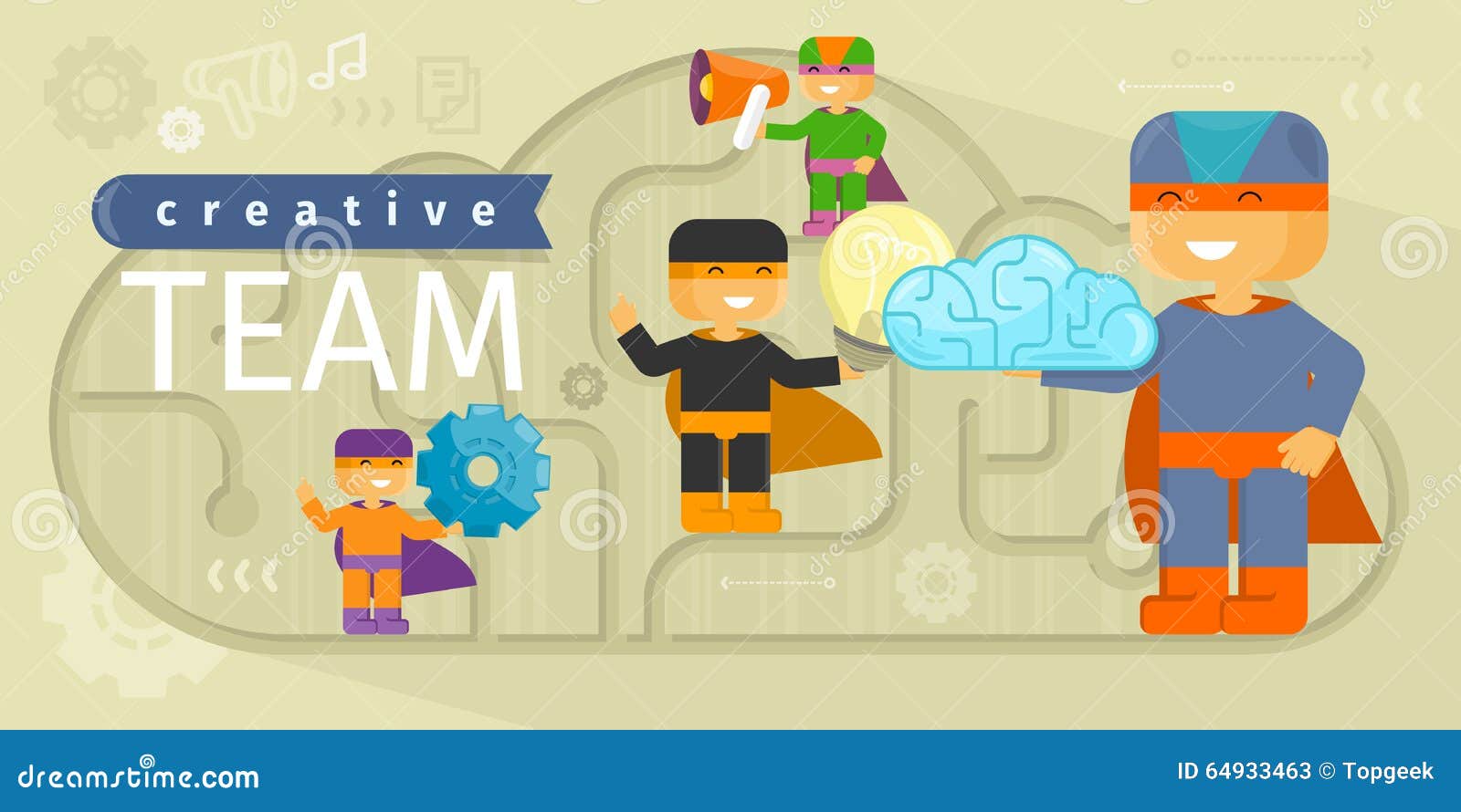 Creative Team Design Flat Concept Stock Vector - Illustration of ...