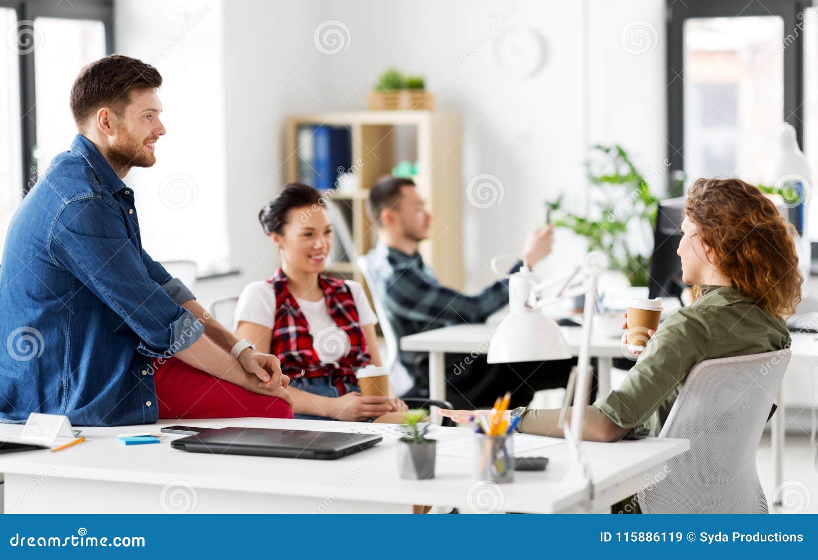 Creative Team Drinking Coffee at Office Stock Image - Image of happy ...
