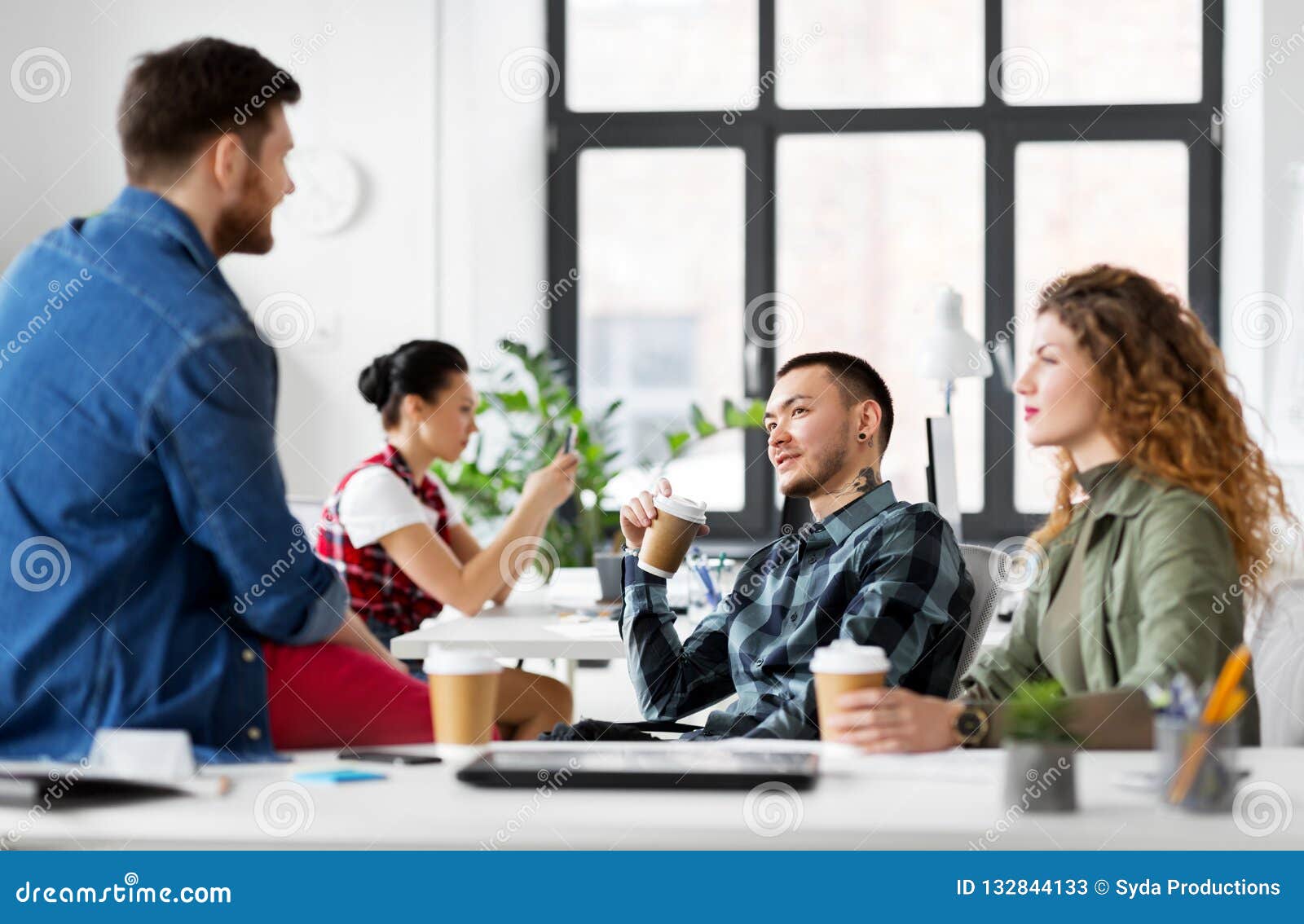 Creative Team Drinking Coffee at Office Stock Image - Image of people ...