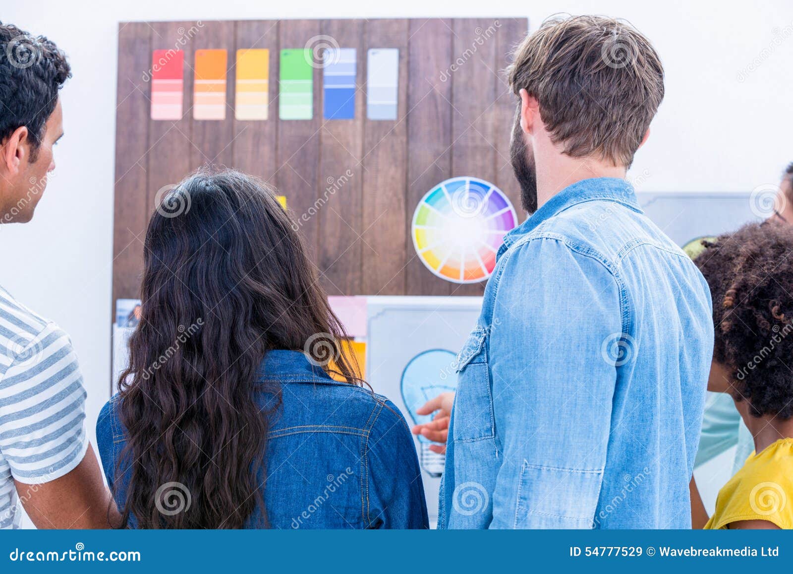 Creative Team Looking at Color Sample Stock Image - Image of male, cool ...