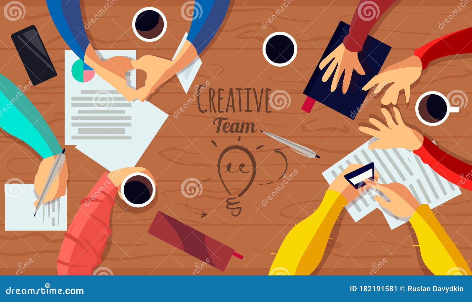 The Creative Team, the Negotiating Table is the Top View Stock ...