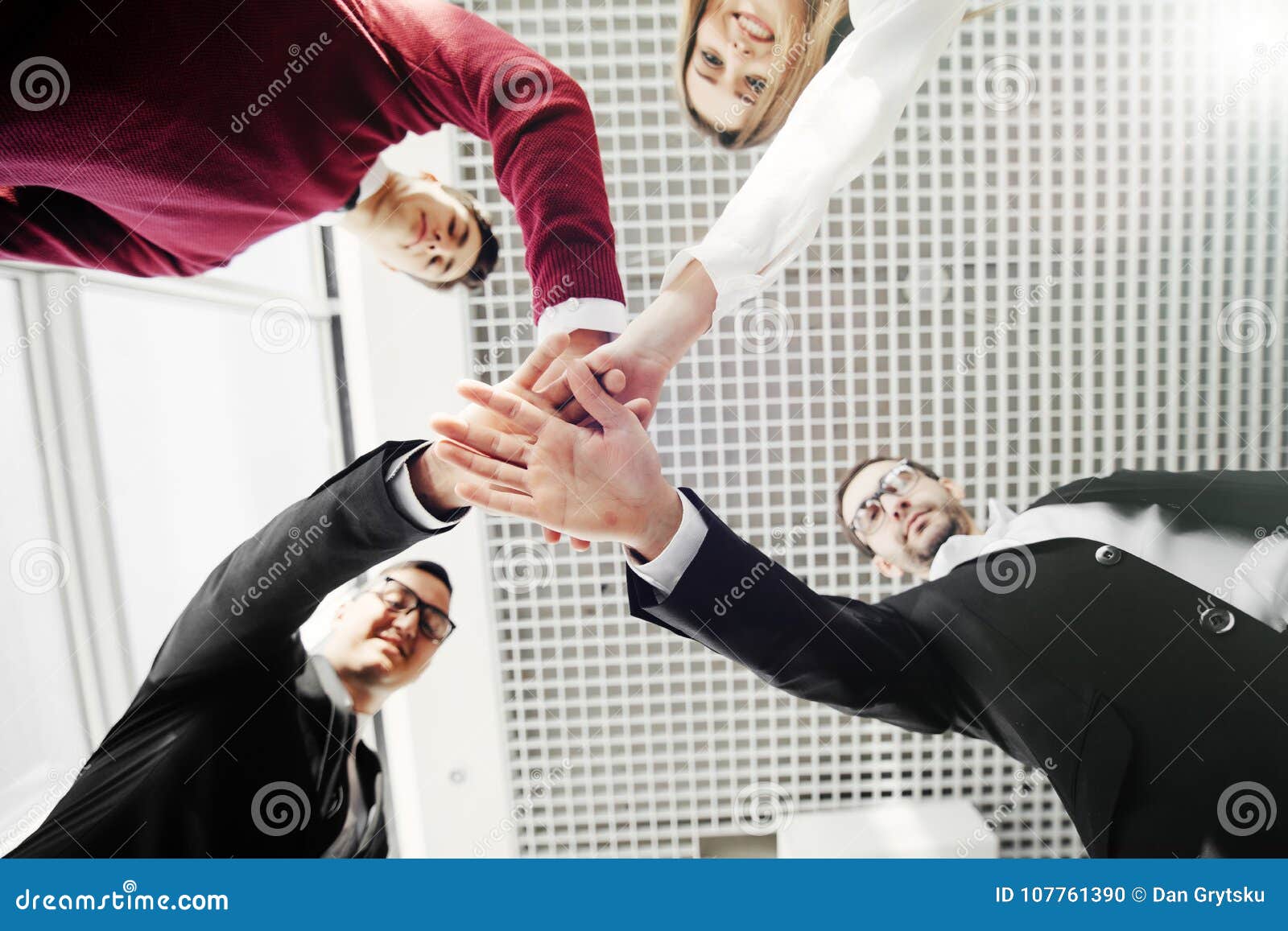 Creative Team Putting Their Hands Together in Circle. Team Work. Stock ...