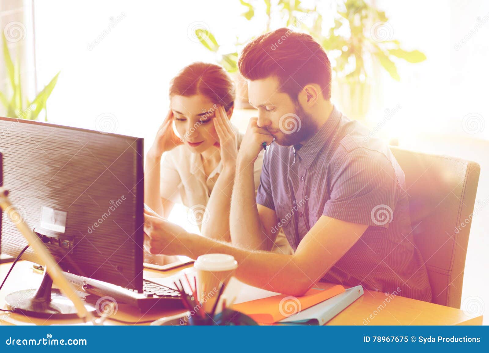 Creative Team with Reading Paper in Office Stock Image - Image of ...