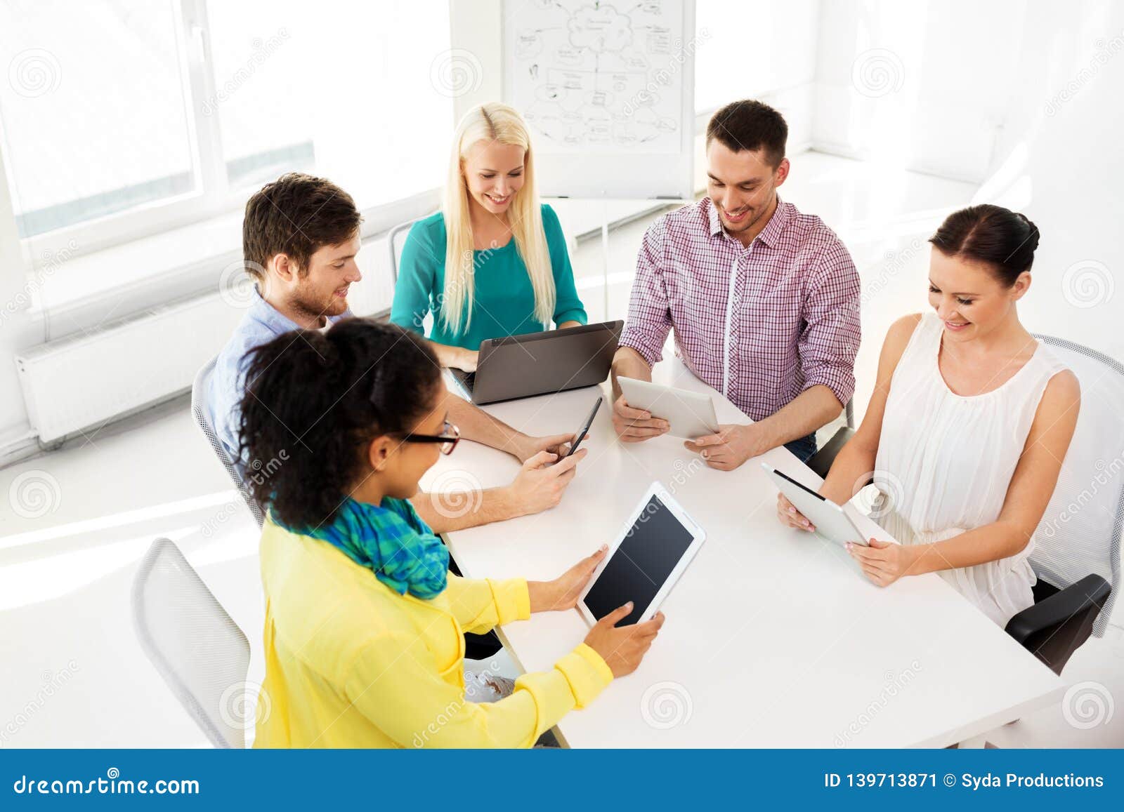 Creative Team with Table Computers in Office Stock Image - Image of ...