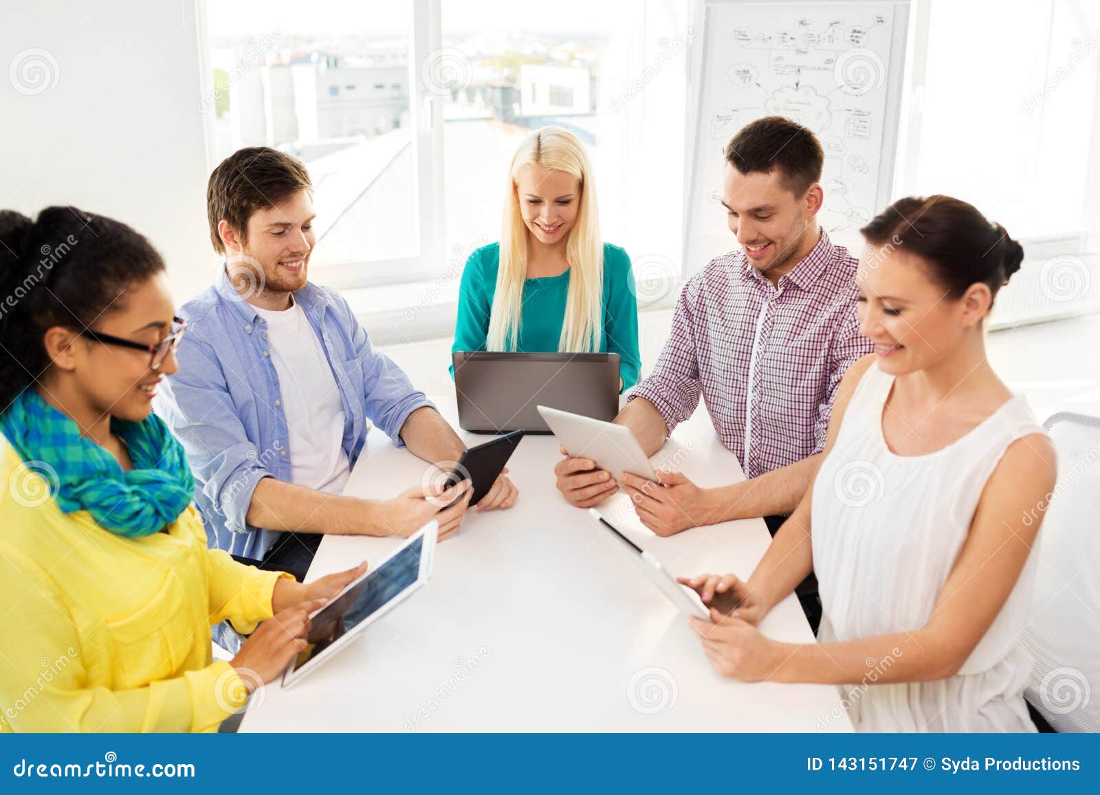 Creative Team with Table Computers in Office Stock Image - Image of ...