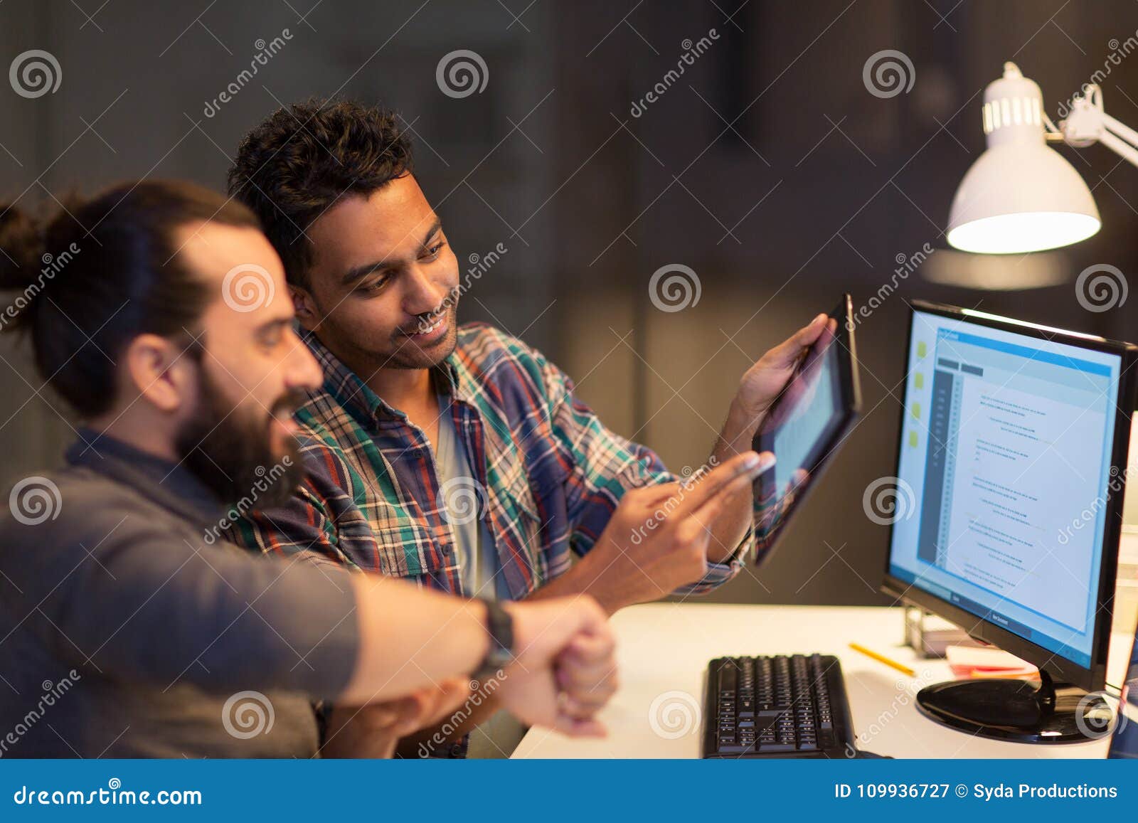 Creative Team with Tablet Pc Working at Office Stock Image - Image of ...