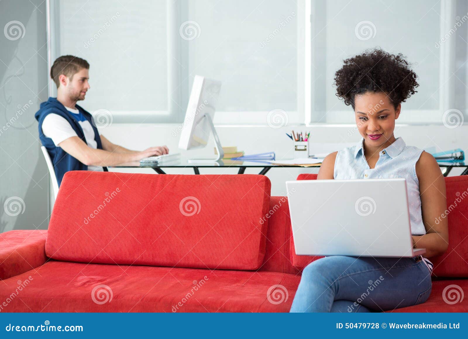 Creative Team Using Computers Stock Photo - Image of casual, monitor ...