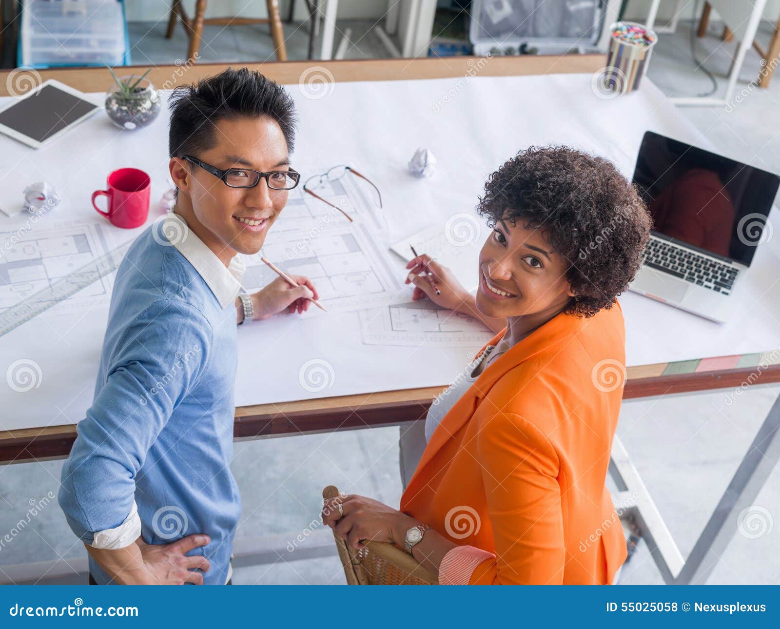 Creative team at work stock photo. Image of desk, friends - 55025058