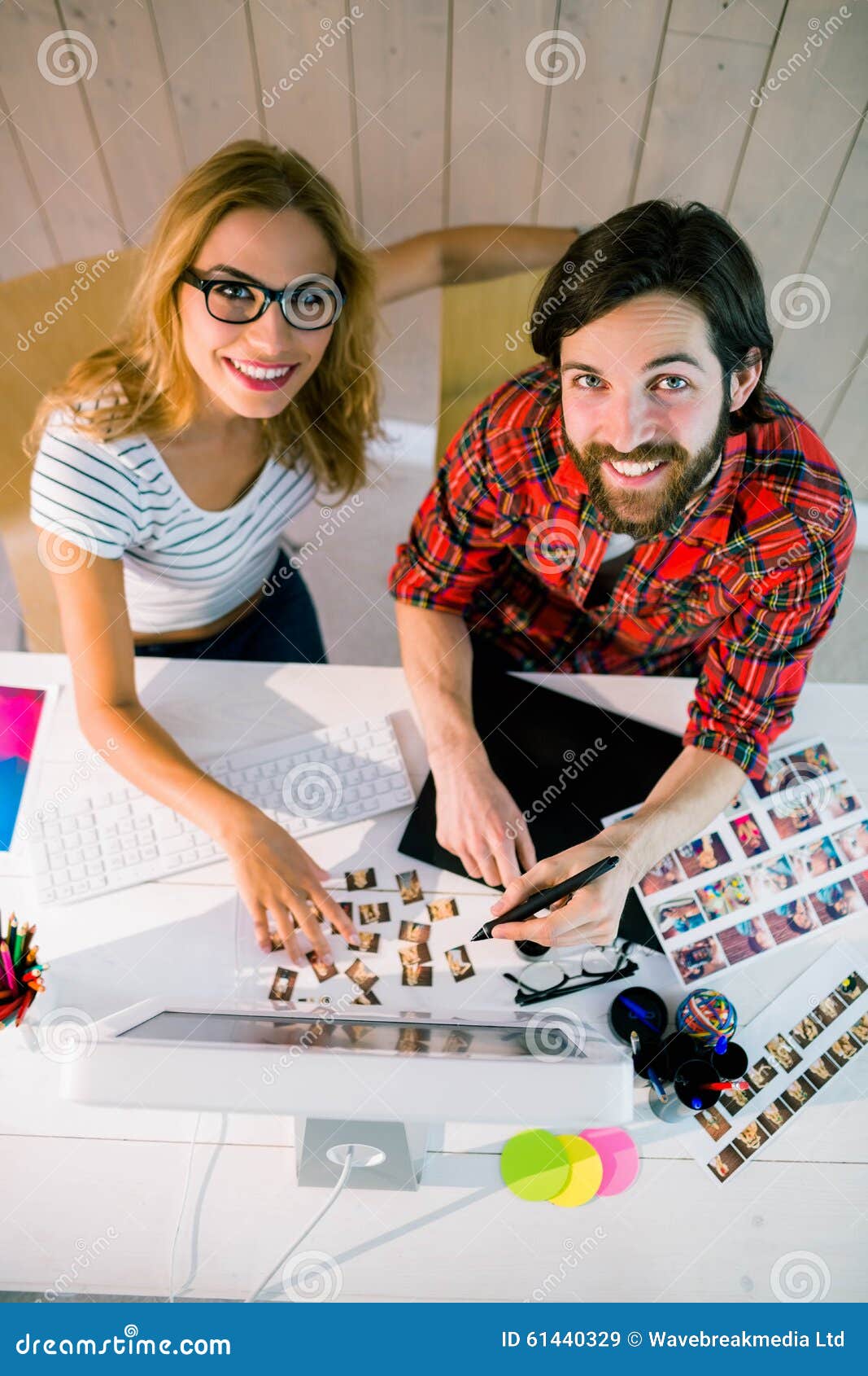 Creative Team Working at Desk Stock Image - Image of colleagues ...