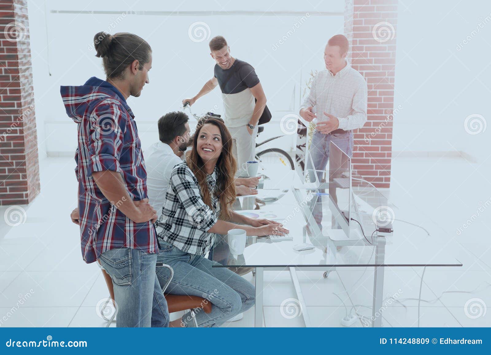 Creative Team Working in a Modern Office. Stock Image - Image of ...