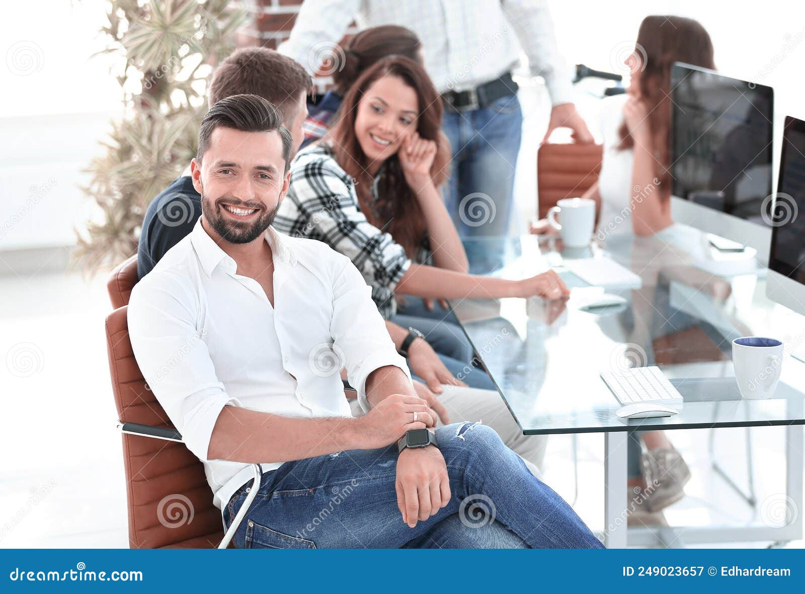 Creative Team Working in a Modern Office. Stock Image - Image of ...