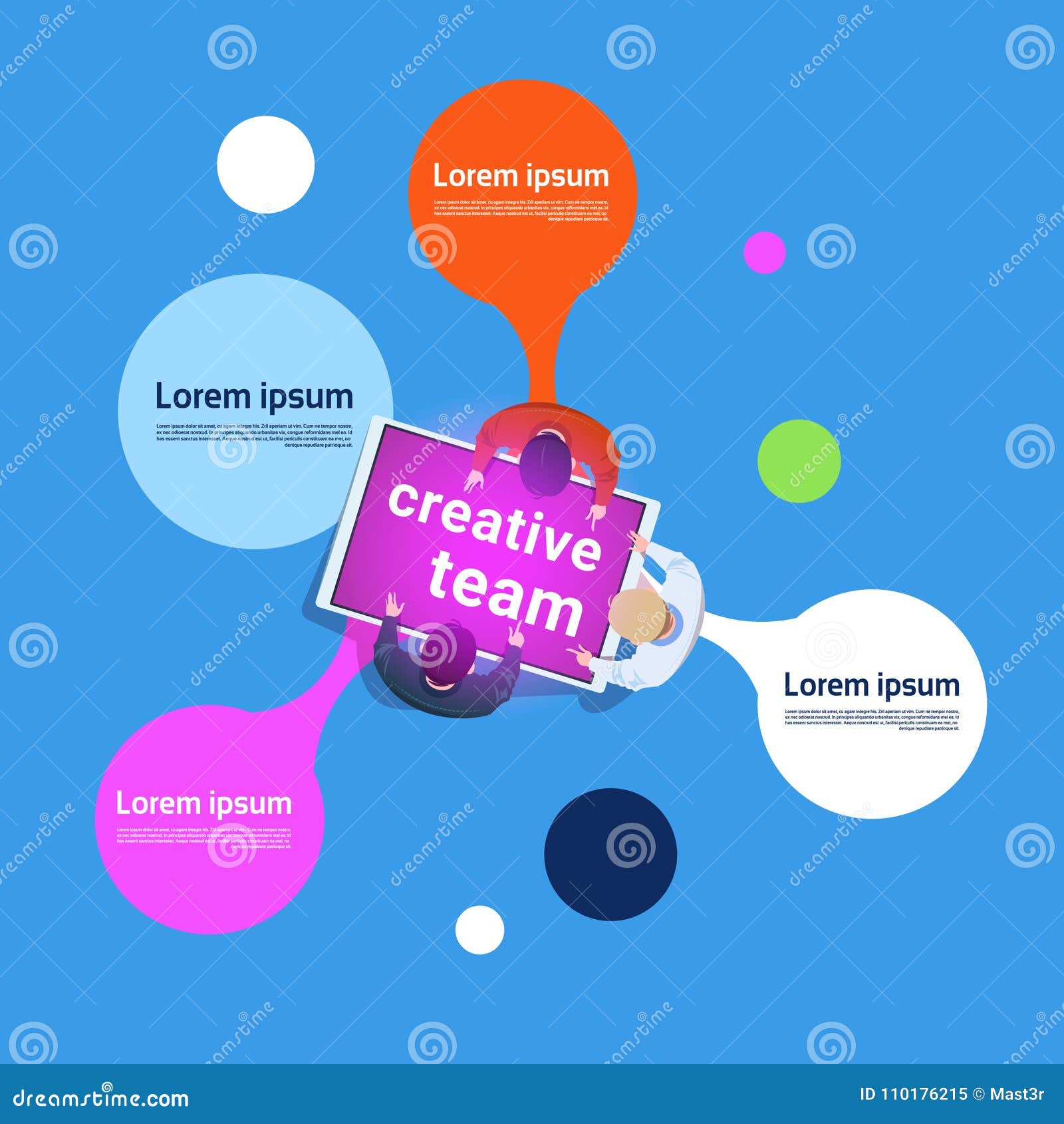 Creative Team Working Sit at Digital Tablet Top Angle View Business ...