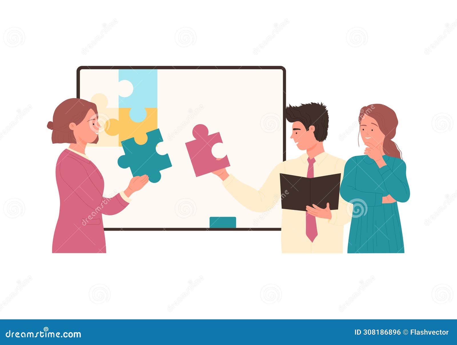 Creative Team Working on Solutions Stock Vector - Illustration of ...