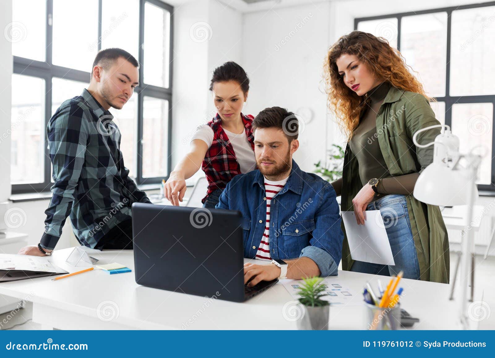 Creative Team Working on User Interface at Office Stock Photo - Image ...