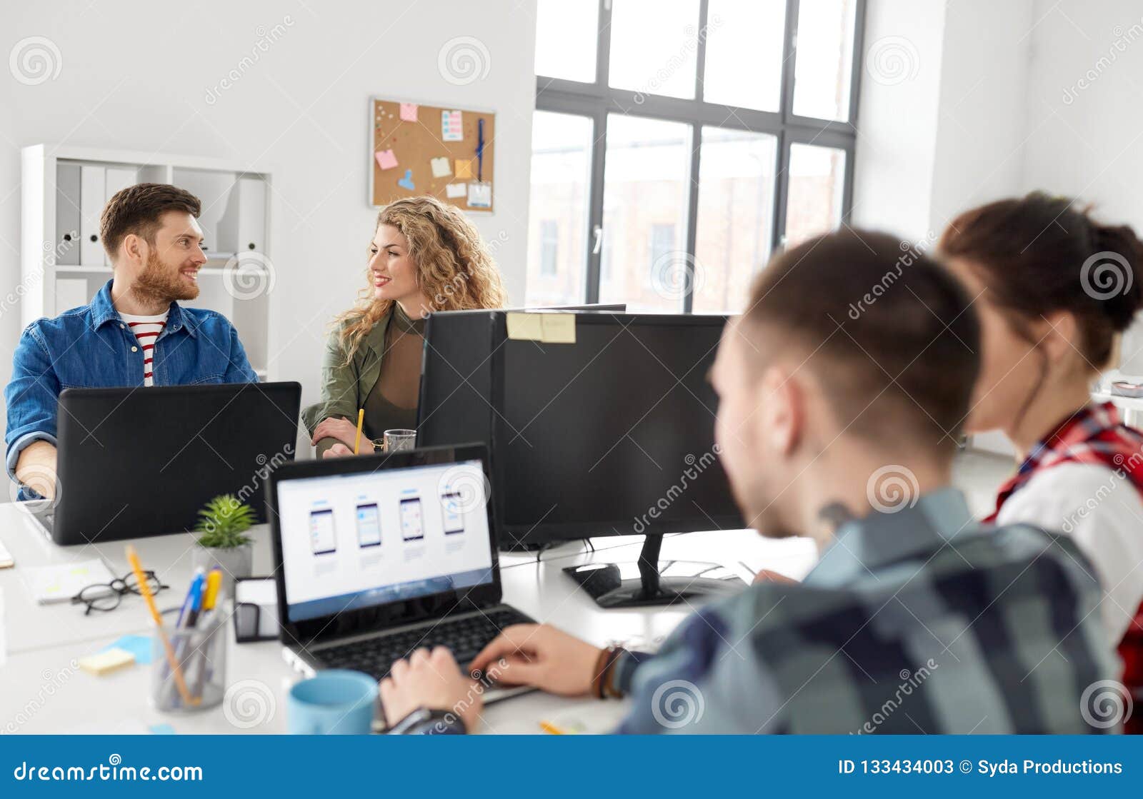 Creative Team Working on User Interface at Office Stock Image - Image ...